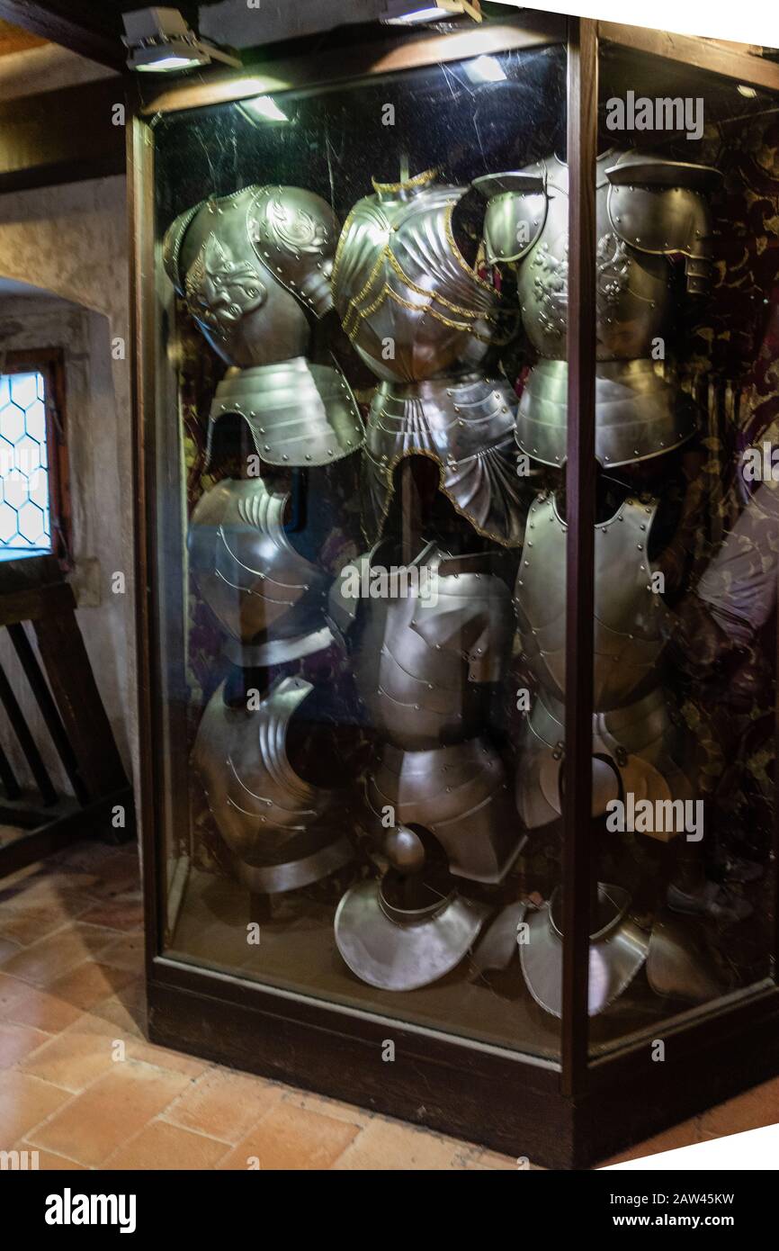 Armor exposition Castle district street of Prague in Czech Republic ...