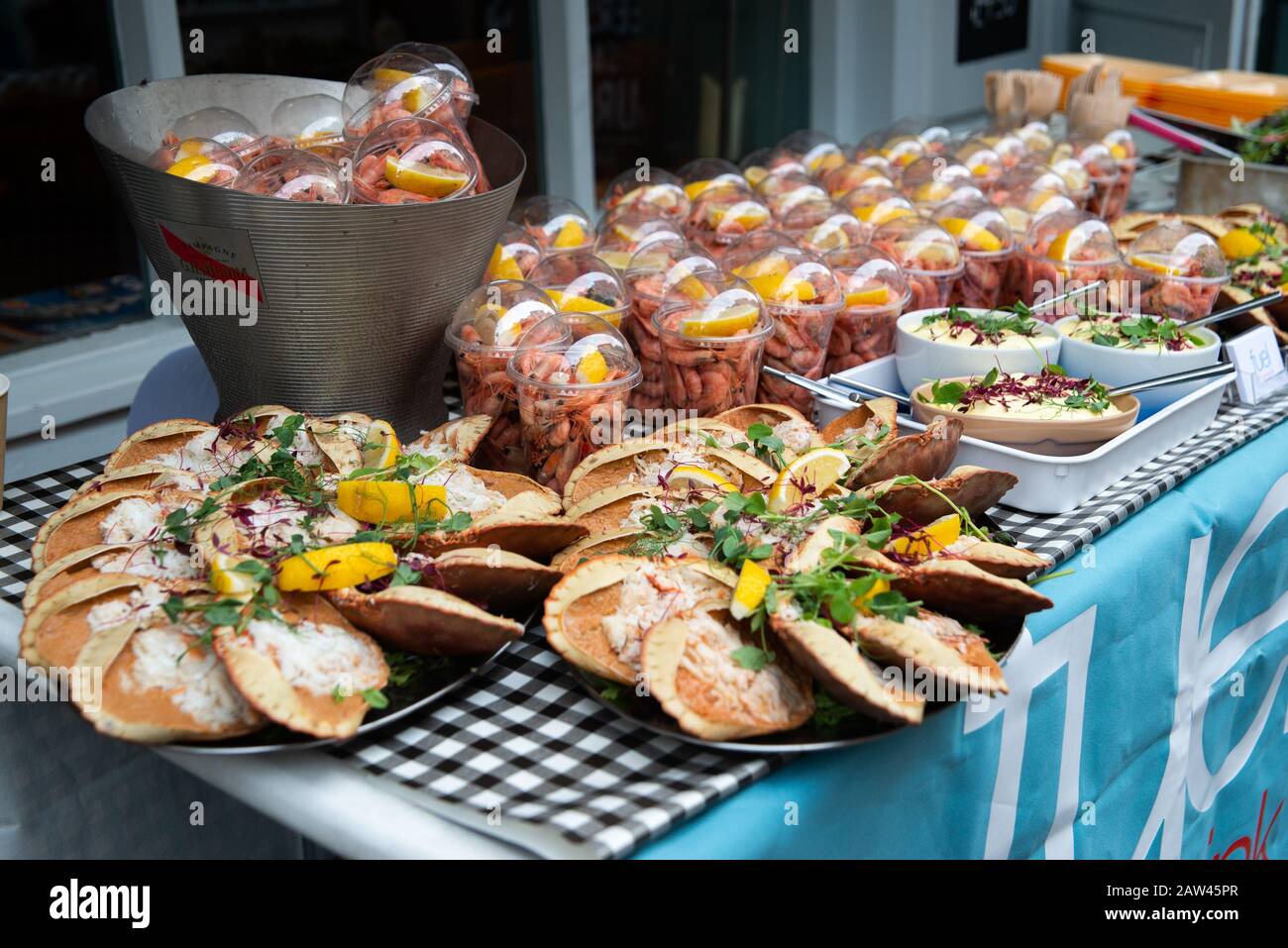 Beautiful and appetising arrangement of ready to eat, dressed crabs and ...