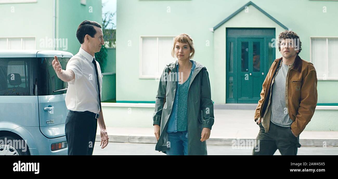 USA. Jonathan Aris, Jesse Eisenberg and Imogen Poots in a scene from ...