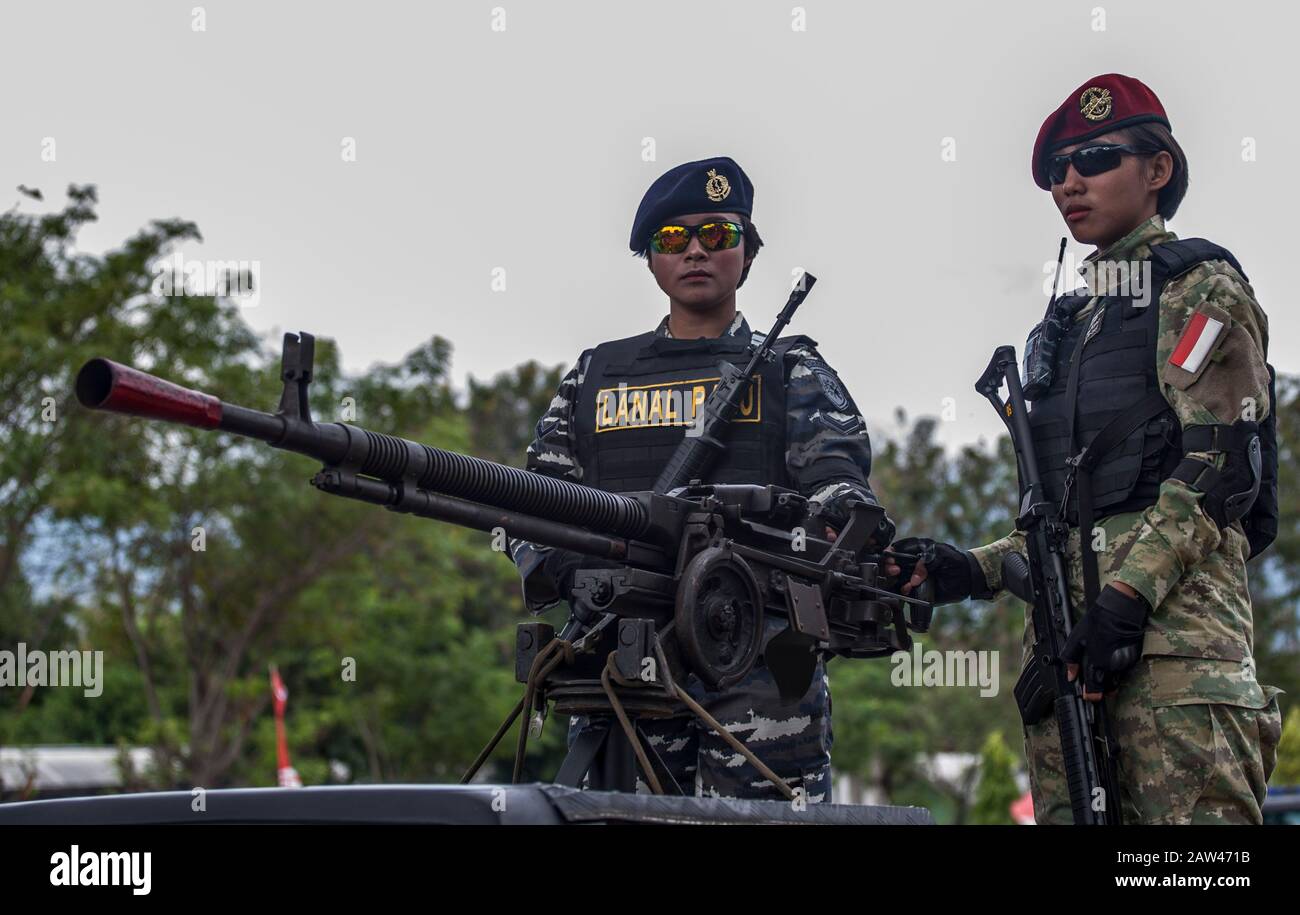 Indonesia army take part in a parade to mark the 74th anniversary of ...