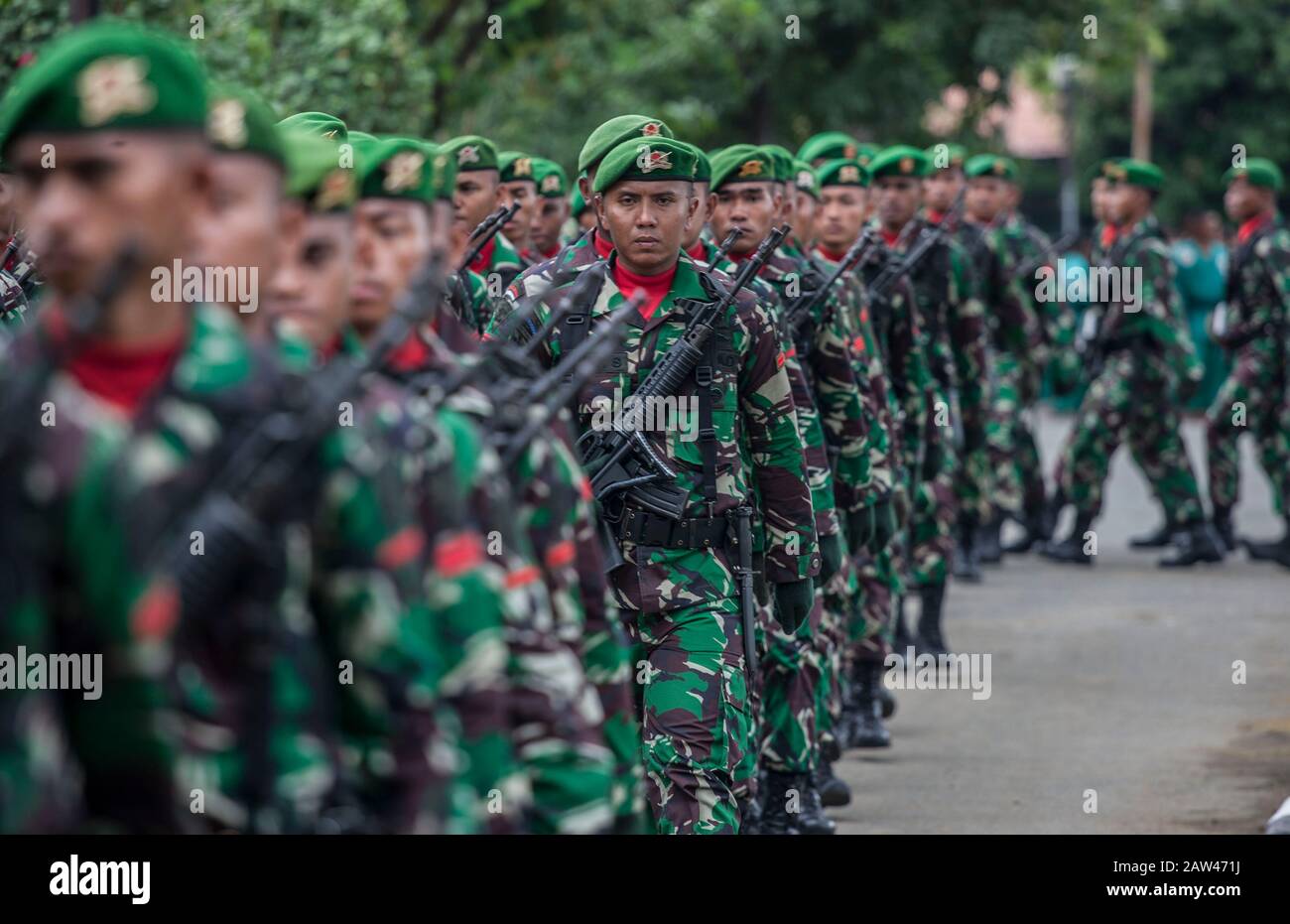 Indonesia army take part in a parade to mark the 74th anniversary of ...