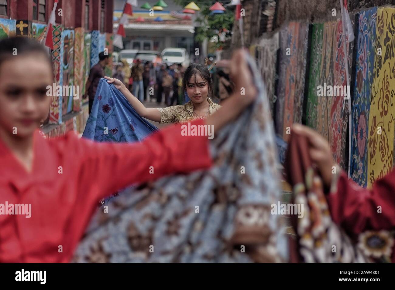 A model walk at runway presents creation Batik Bogor at the Village ...