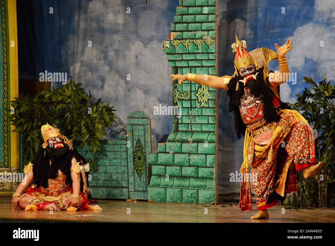 Artists were seen in the performance of a puppet scene 'Wayang Orang ...