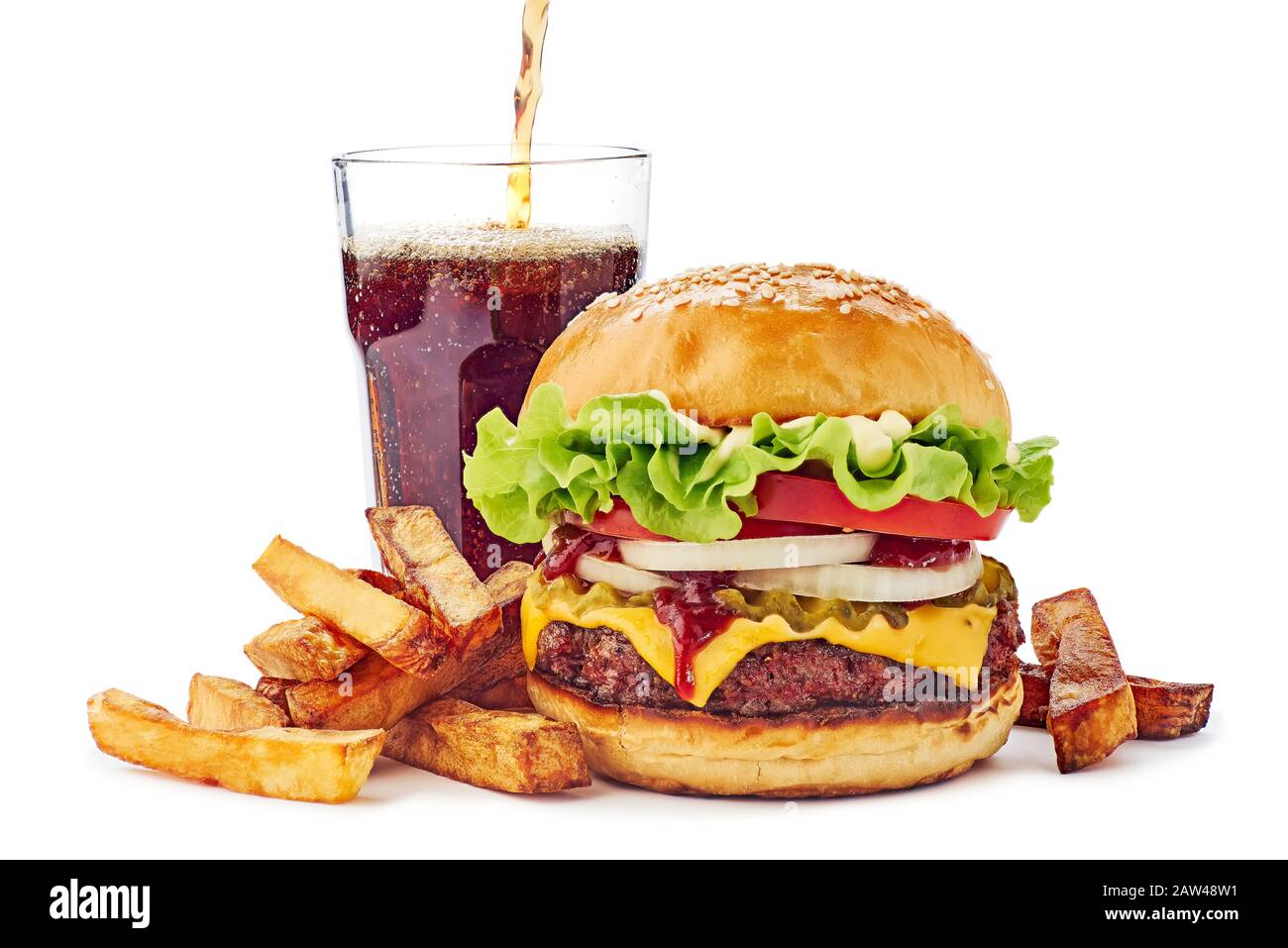 Large meal fries drink burger hi-res stock photography and images - Alamy