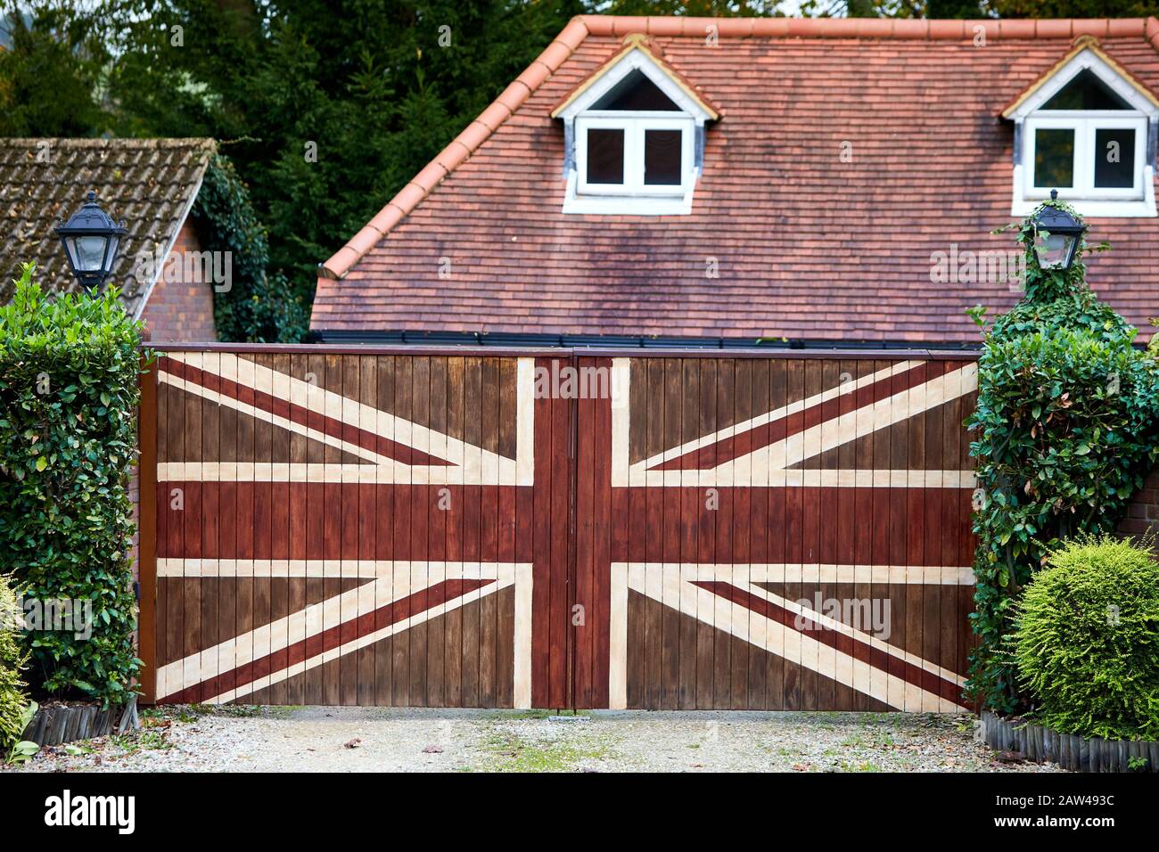Gate with a union jack flag design in Great Missenden, England, UK ...