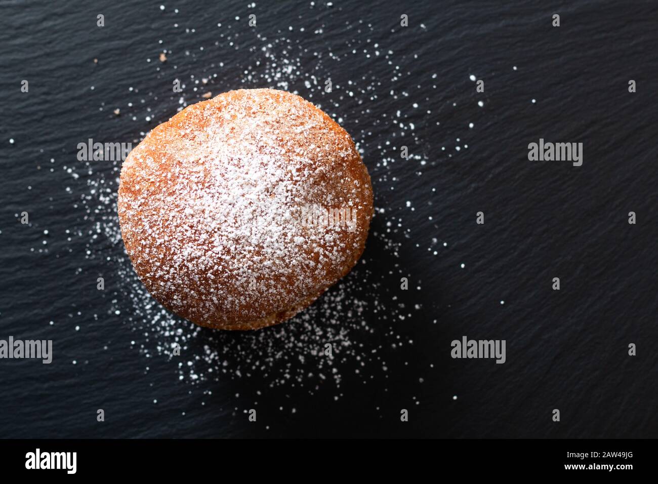 Food concept single Beignet French yeast doughnut deep-fried choux ...