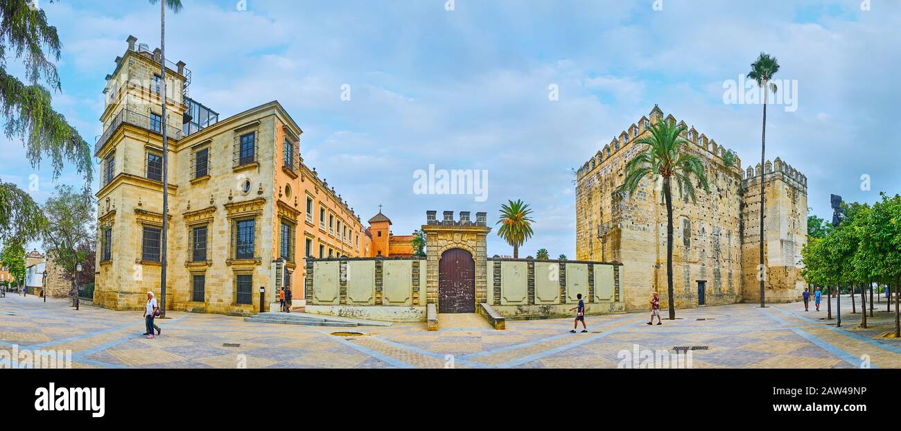 JEREZ, SPAIN - SEPTEMBER 20, 2019: Panorama of Alcazar fortress and ...