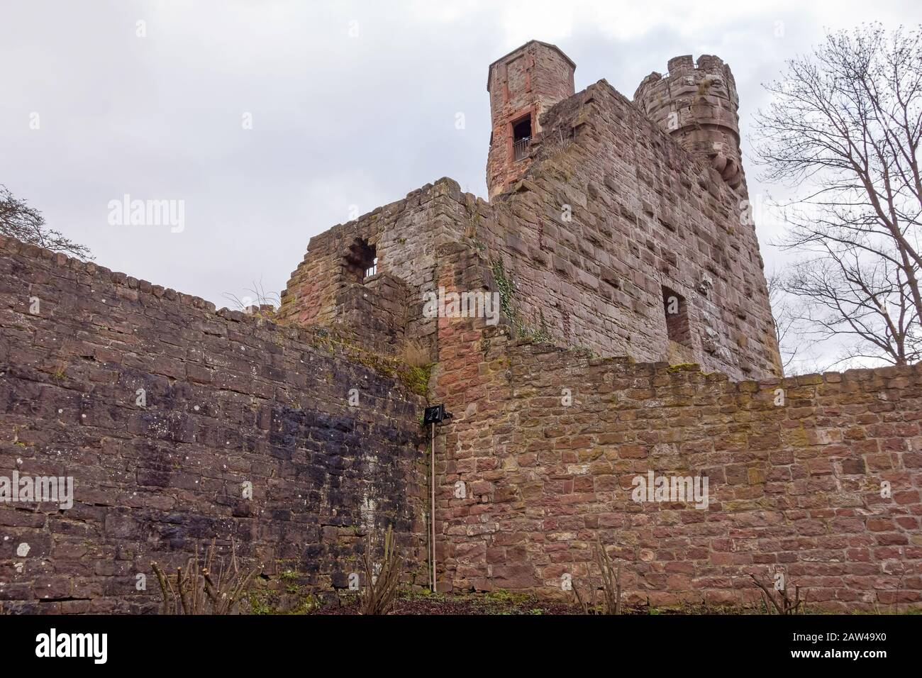 Fortress named Bergfeste Dilsberg - ruins on a hilltop overlooking the ...