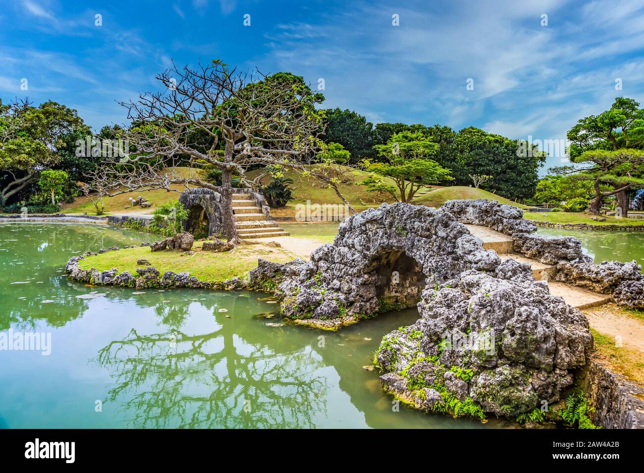 The gardens of Shikinaen, a former Royal residence are located on a ...