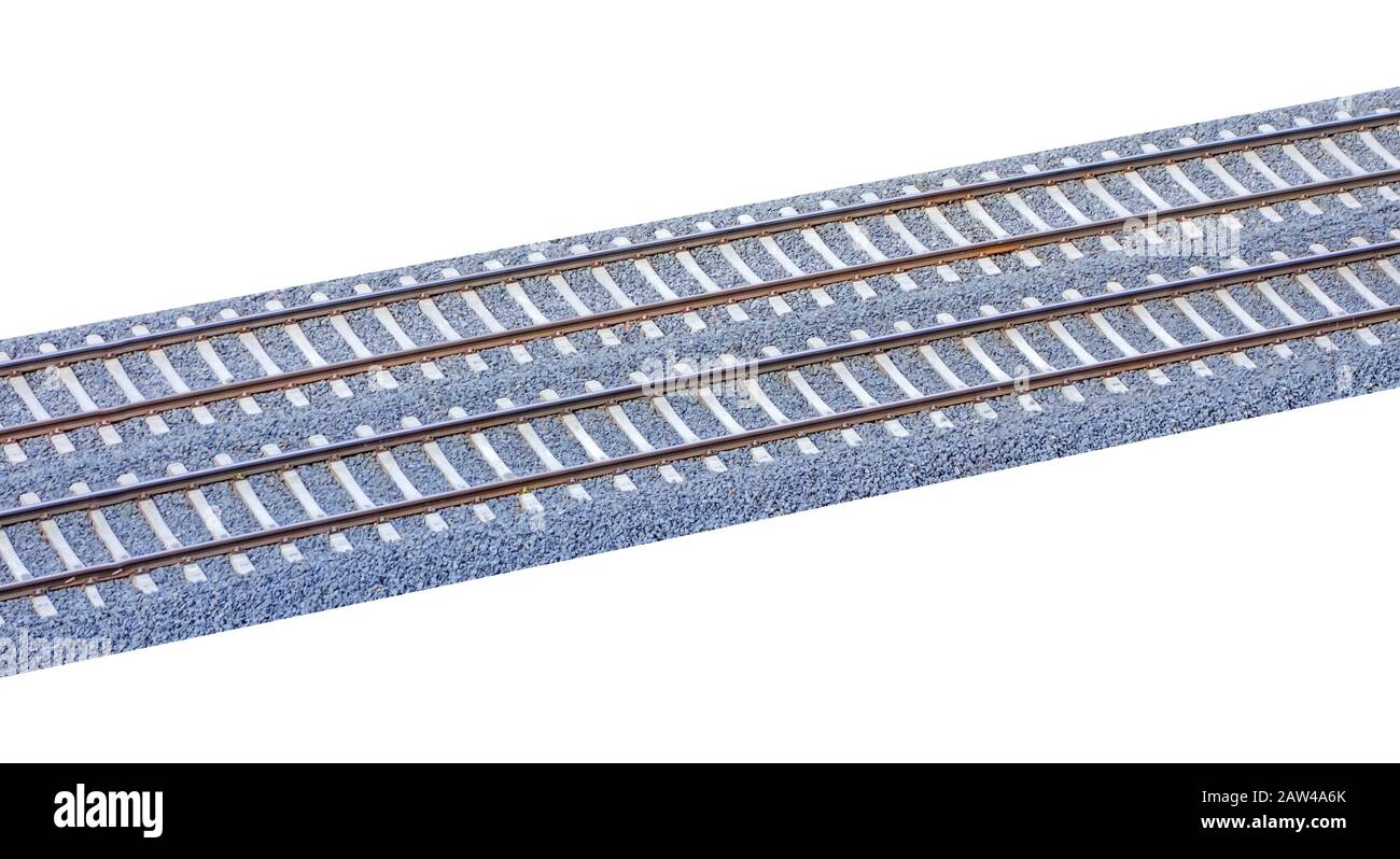 train rail track isolated on white Stock Photo - Alamy