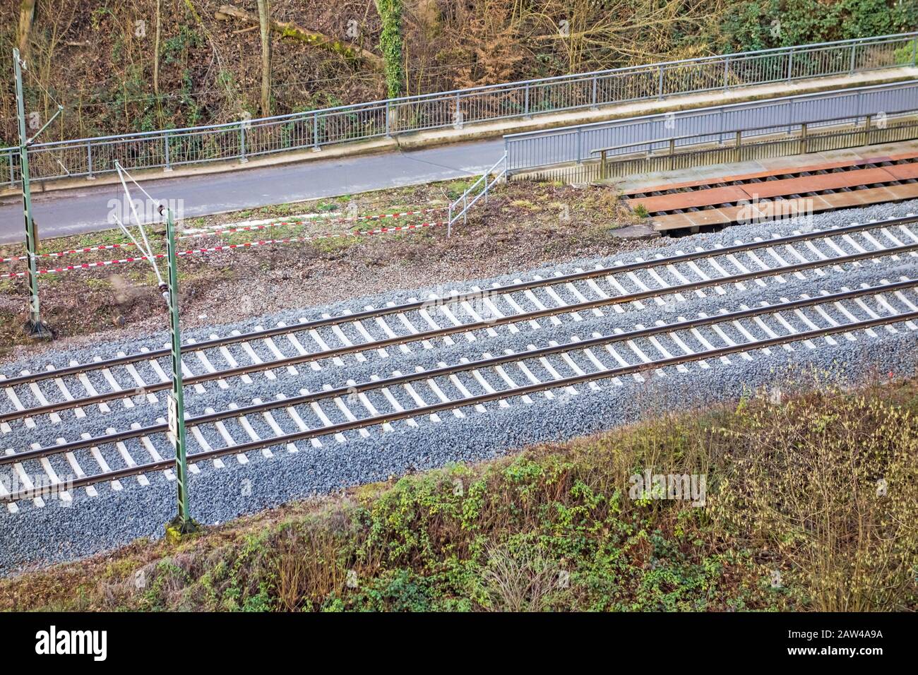 train rail track - top view Stock Photo - Alamy