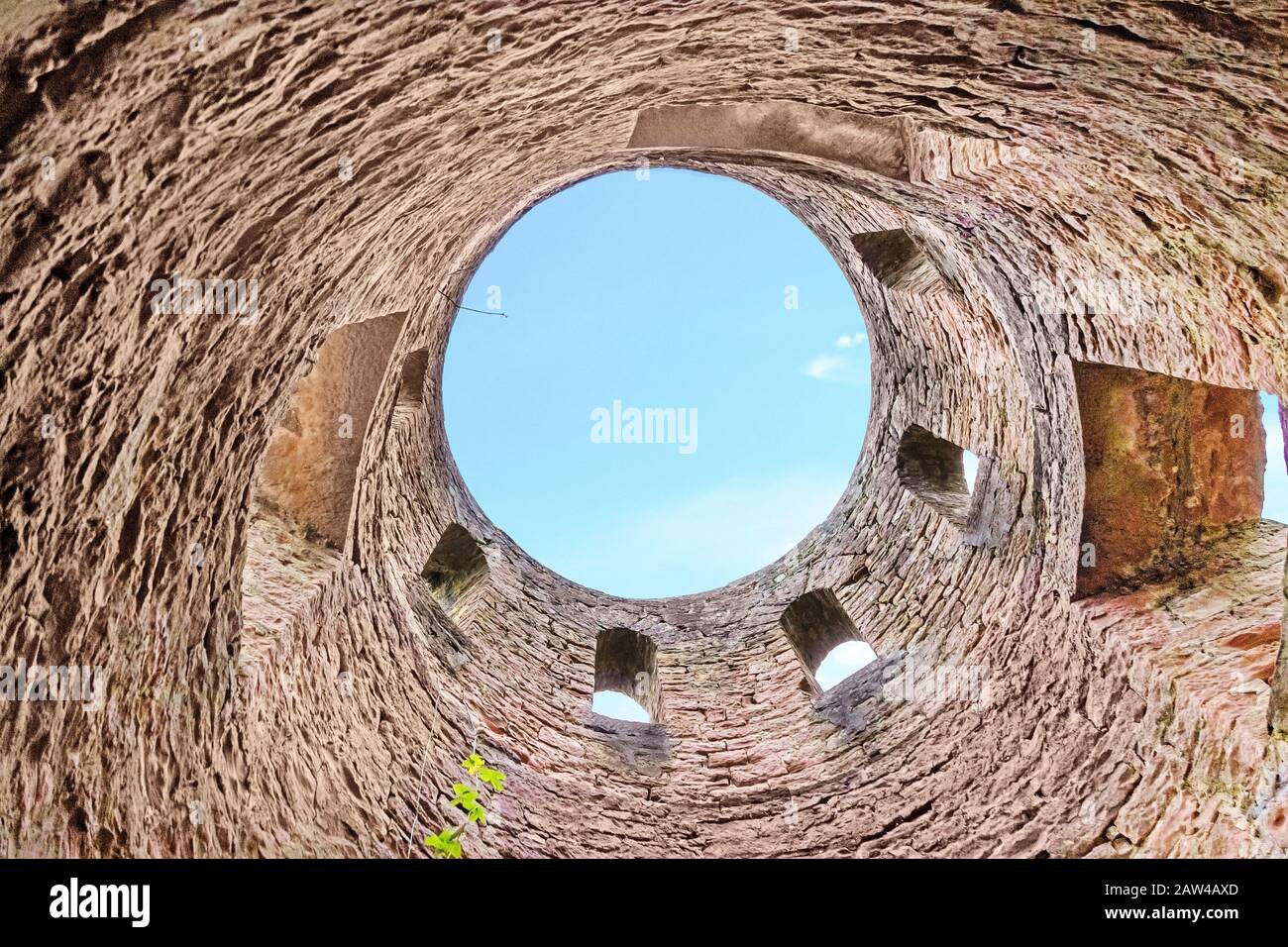 Fortress tower - view upwards, to the blue sky Stock Photo - Alamy