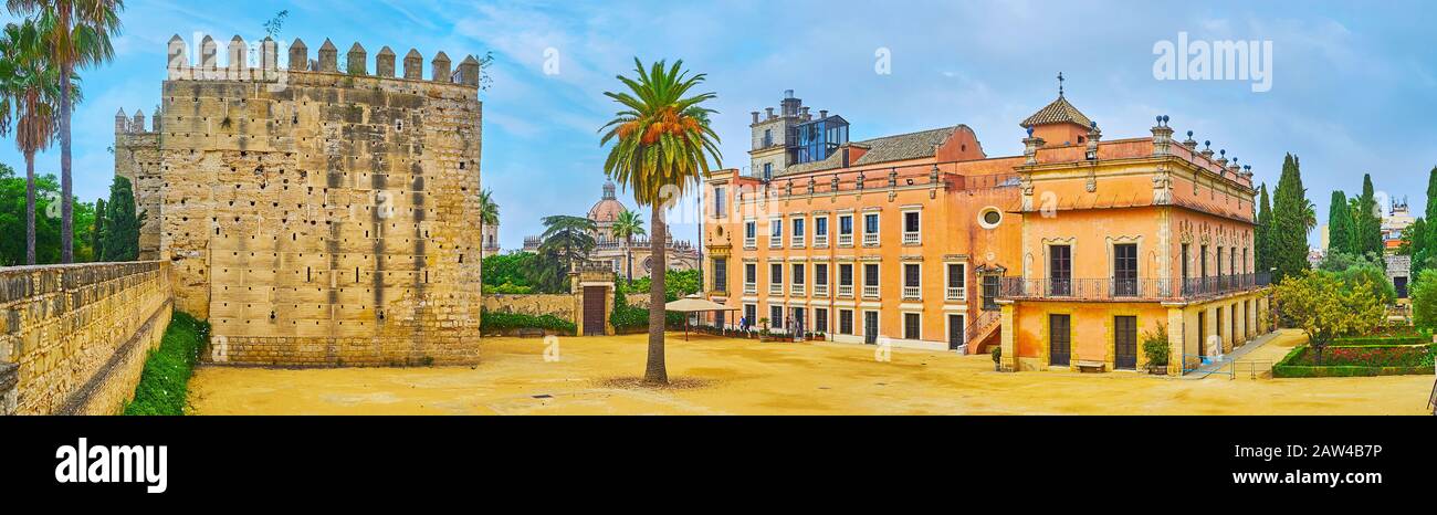 The wide San Fernando court, lined with Villavicencio Palace and Homage ...