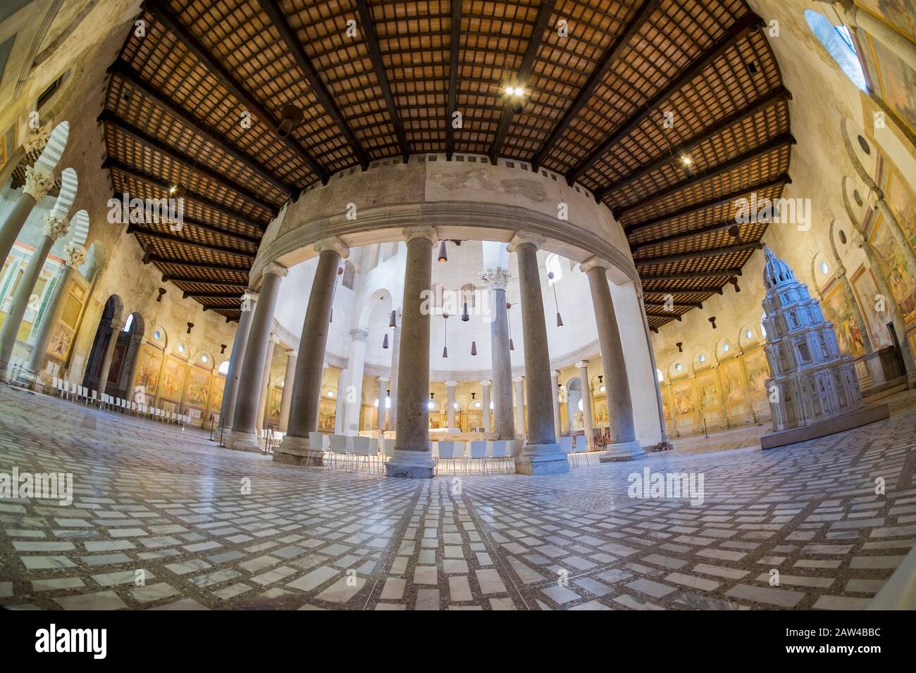 Interior of Santo Stefano Rotondo (Basilica of Saint Stephen in the ...