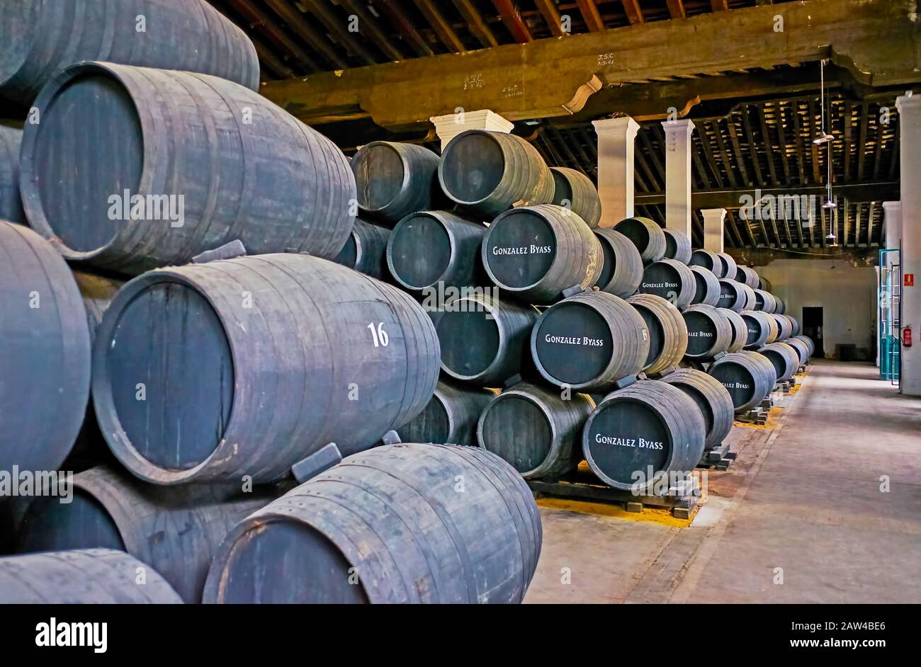 JEREZ, SPAIN - SEPTEMBER 20, 2019: The wine museum hall of Bodegas Tio ...