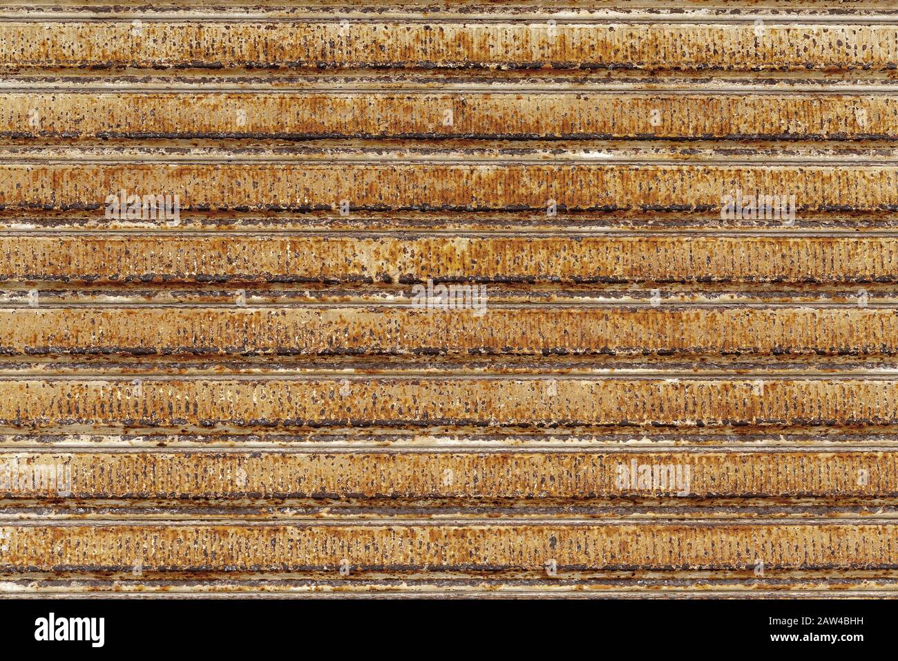 Background, old, rusty metal horizontal blinds with peeling paint ...