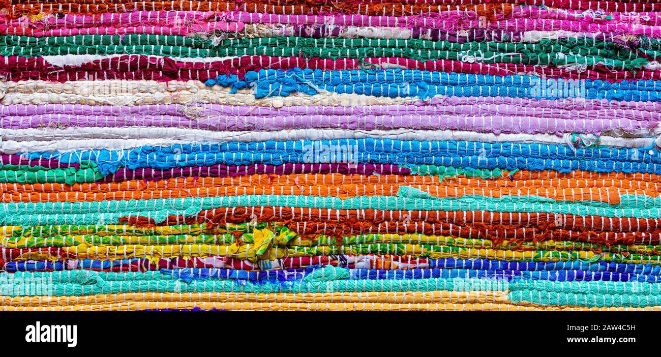 Woven fabrics of the handmade, many colors Stock Photo - Alamy