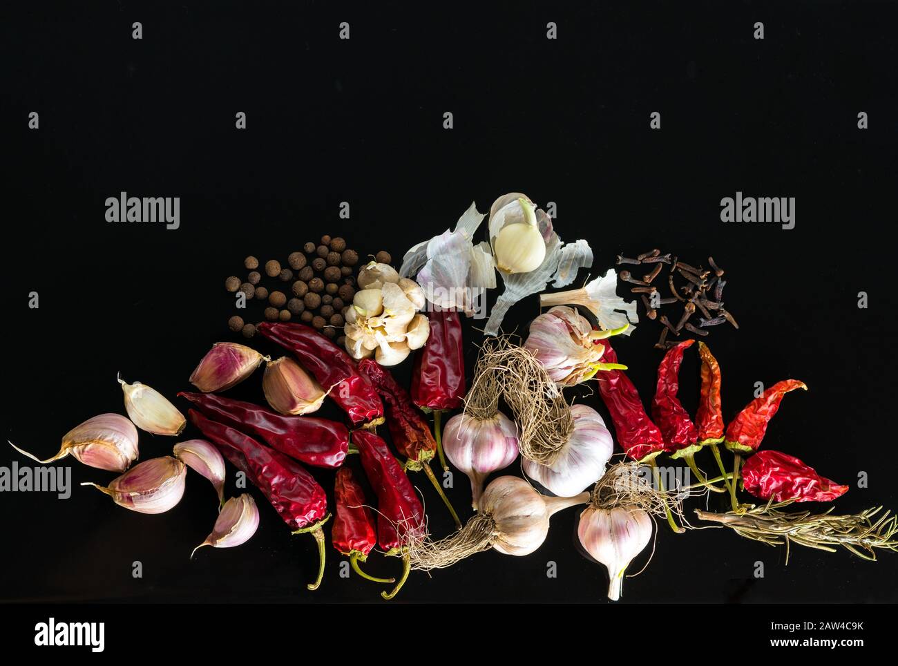 hot pepper garlic with spices and ingredients Stock Photo - Alamy