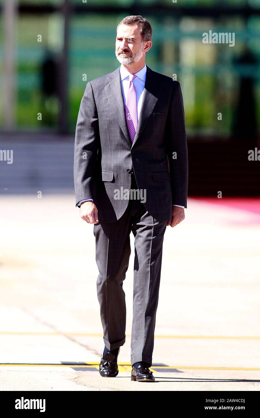 King Felipe VI of Spain during the Farewell with Honors previous to ...