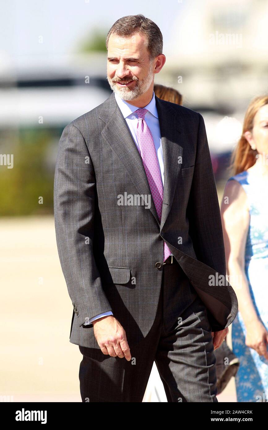 King Felipe VI of Spain during the Farewell with Honors previous to ...