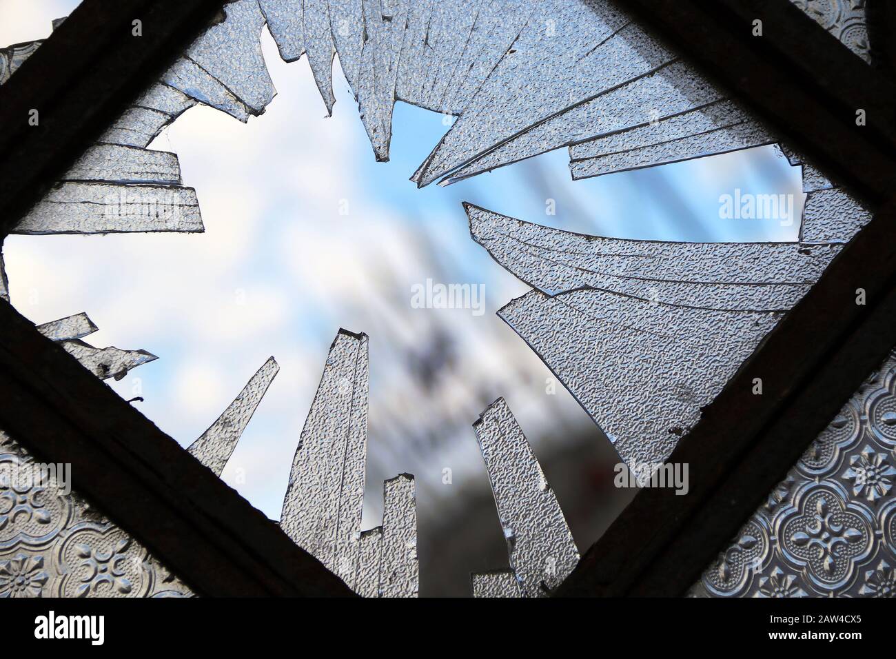broken window, trilogy on the window and sad concept Stock Photo - Alamy