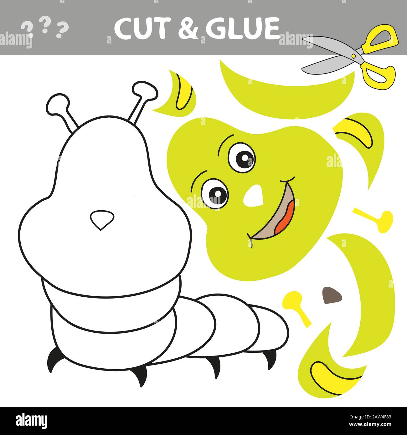 Use scissors and glue and restore the picture inside the contour. Paper ...