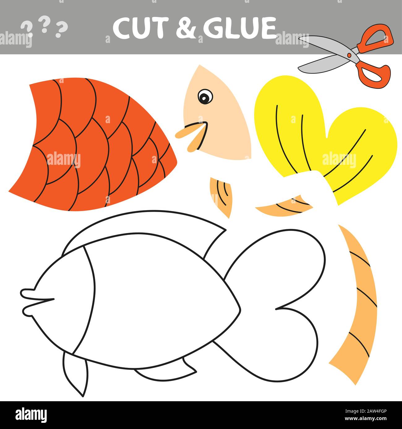 Use scissors and glue and restore the picture inside the contour. Paper ...