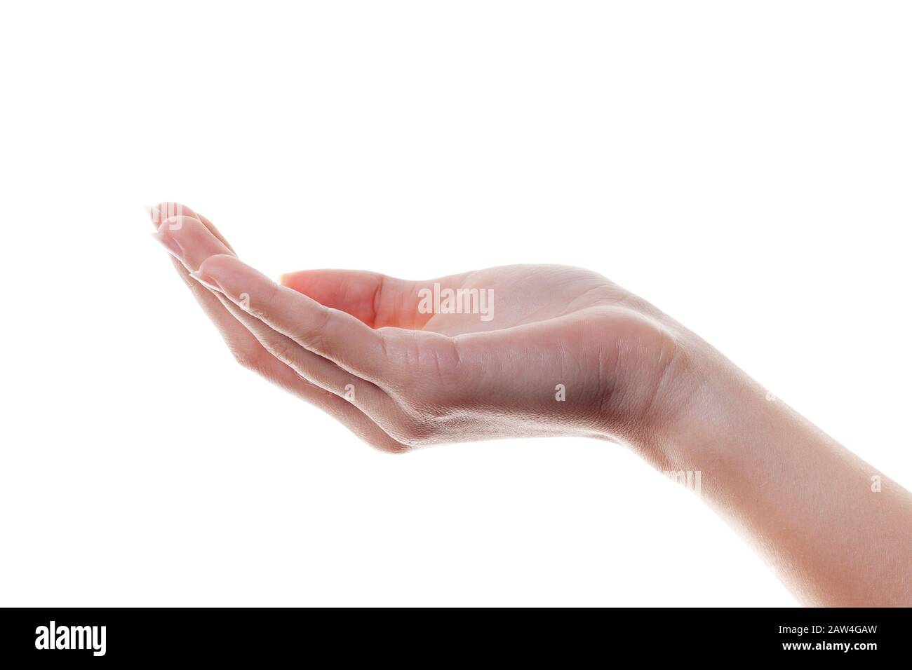 Open woman hand isolated on white background Stock Photo - Alamy