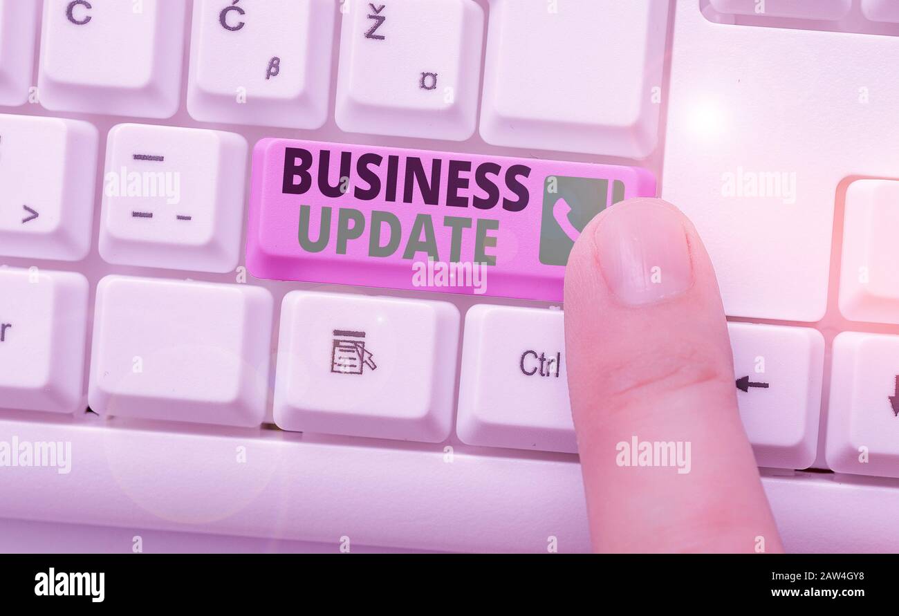 Conceptual hand writing showing Business Update. Concept meaning the act of adding new ...
