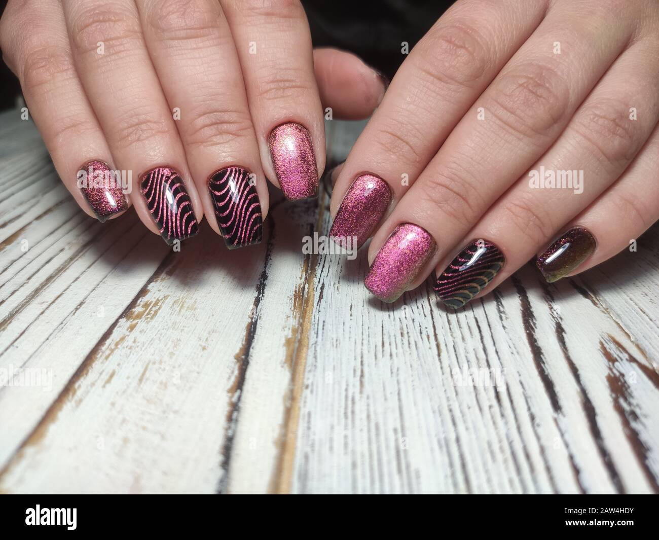 stylish manicure with a design Stock Photo - Alamy