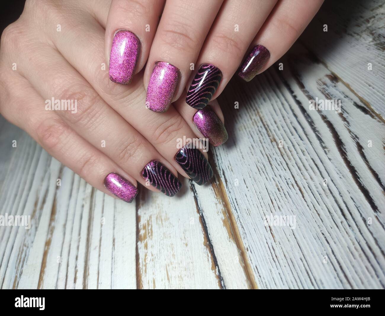 stylish manicure with a design Stock Photo - Alamy