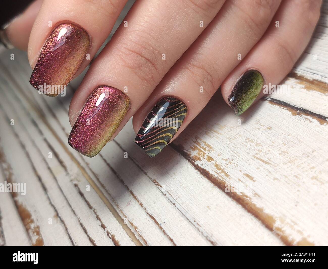 stylish manicure with a design Stock Photo - Alamy