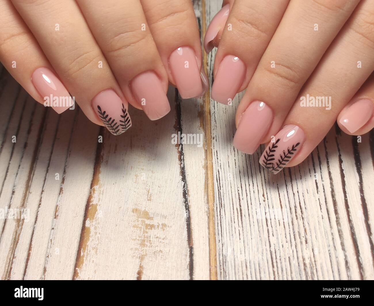 stylish manicure with a design Stock Photo - Alamy