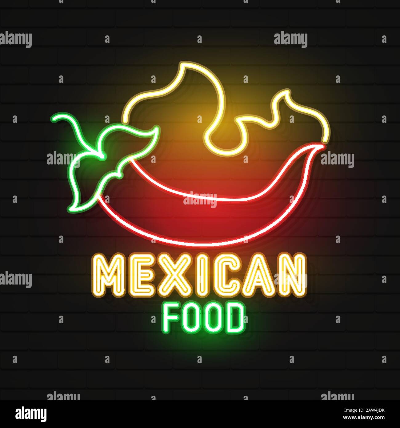 Neon Sign On Mexican Food, Tacos, Street Food, Fast Food, Snack. Bright ...