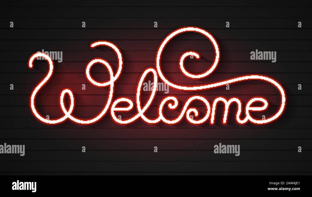 Street Sign With The Inscription Welcome, Neon Symbol. Vector ...