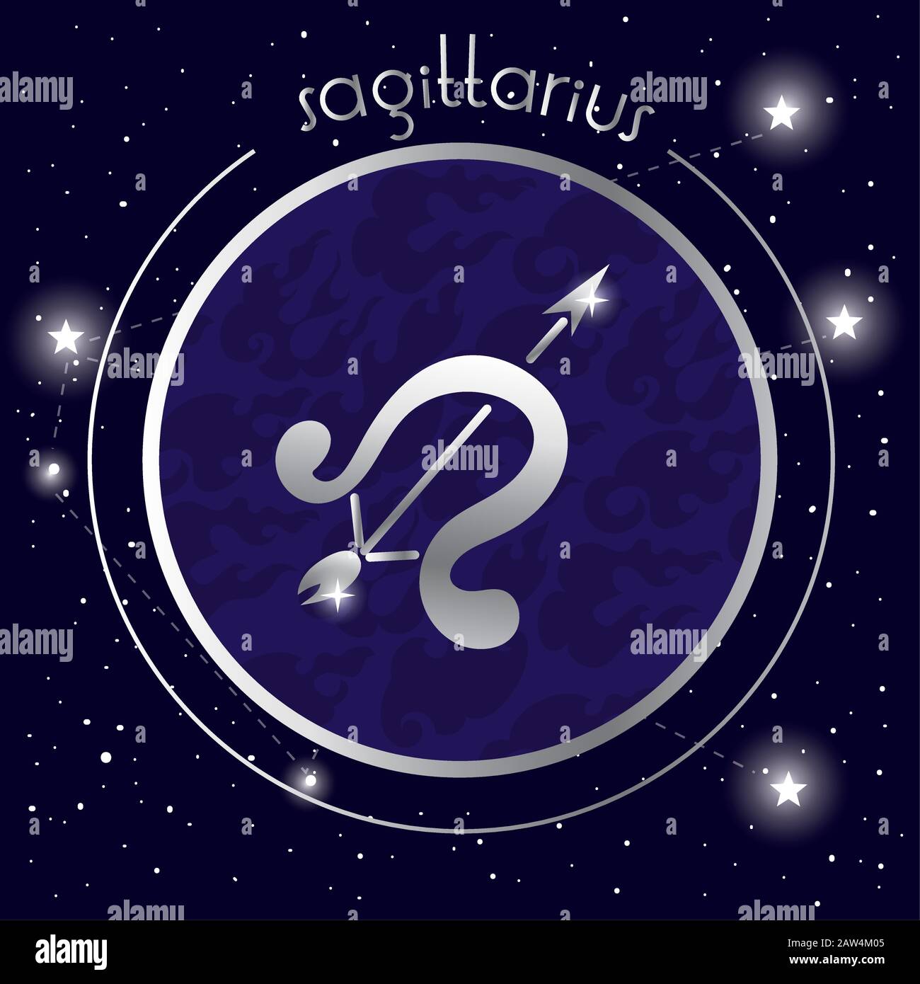 Sagittarius Zodiac Sign Silver Seal Stock Vector Image And Art Alamy