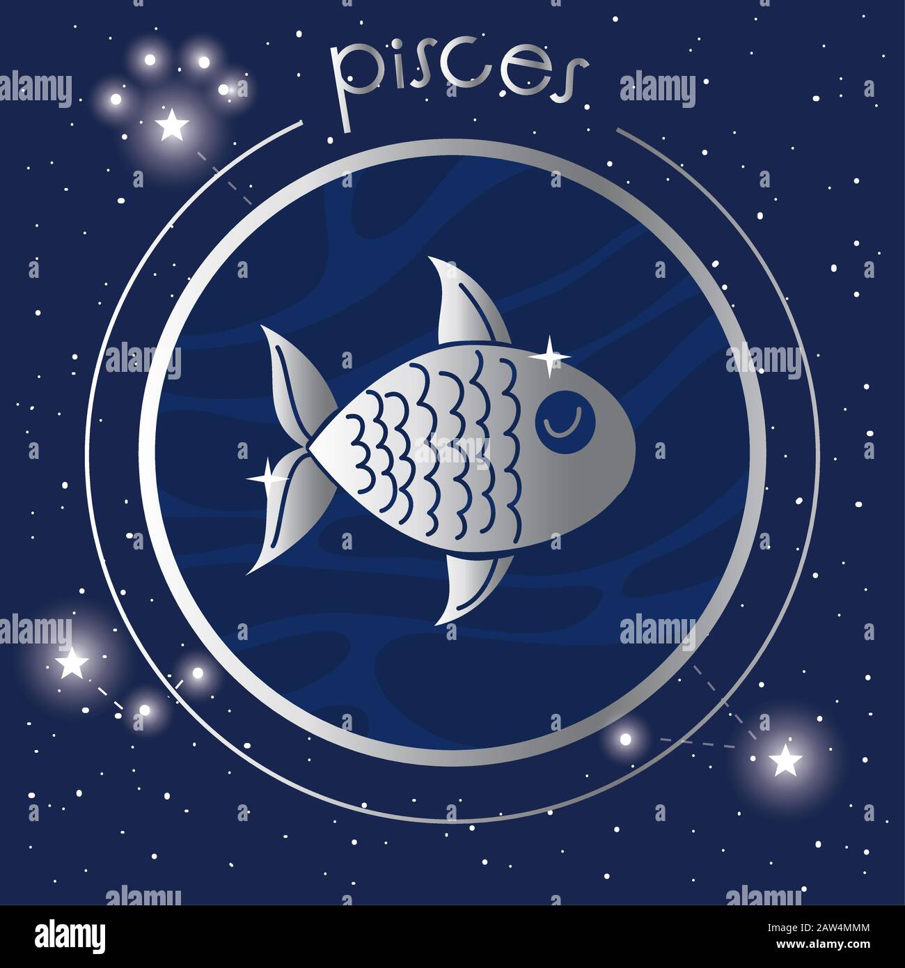 pisces zodiac sign silver seal Stock Vector Image & Art - Alamy