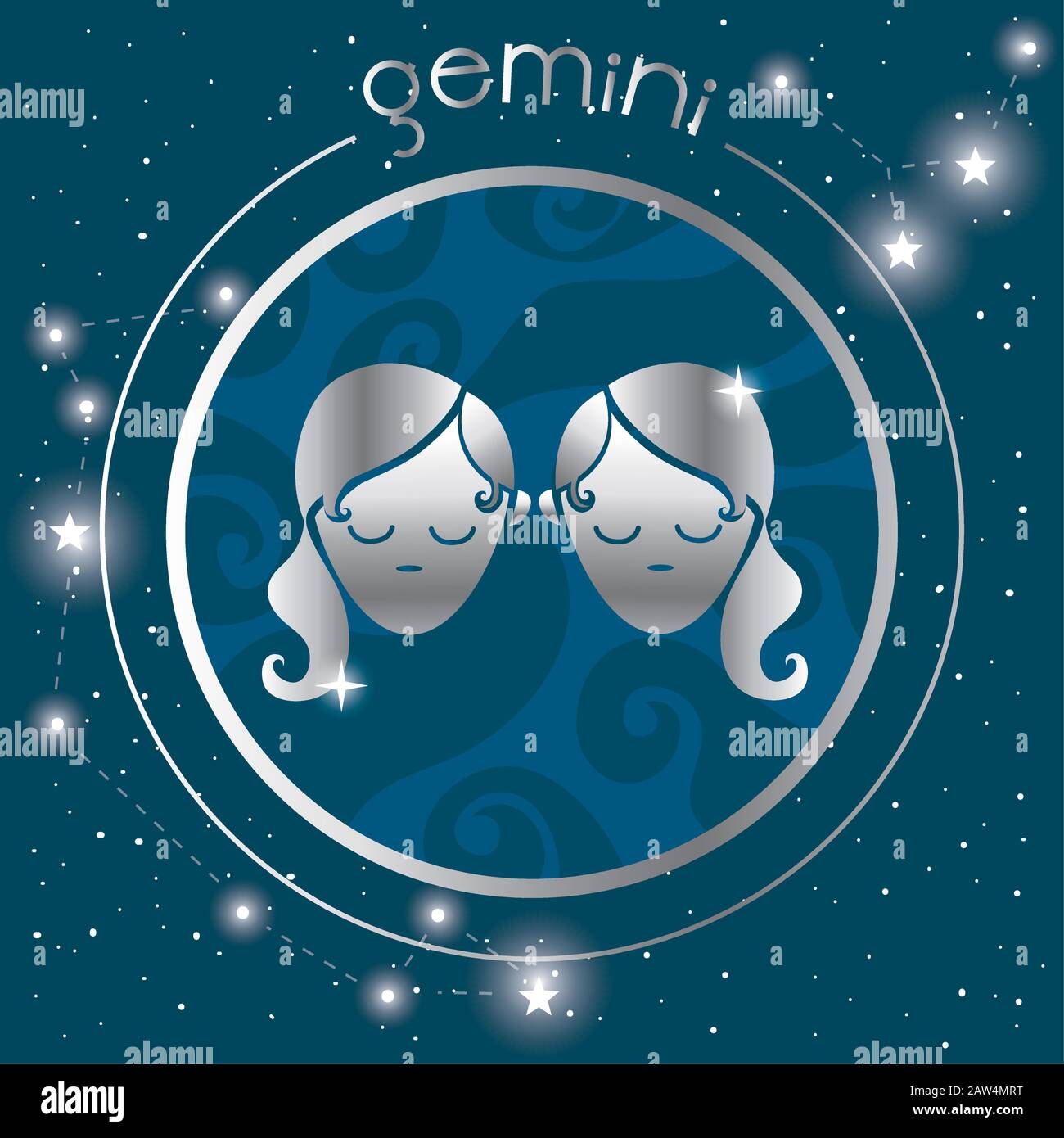 gemini zodiac sign silver seal Stock Vector Image & Art - Alamy