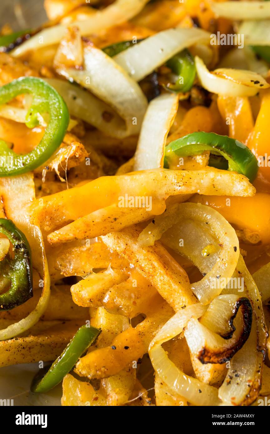 Homemade Philadelphia Spanish Fries with Onion and Jalapenos Stock ...