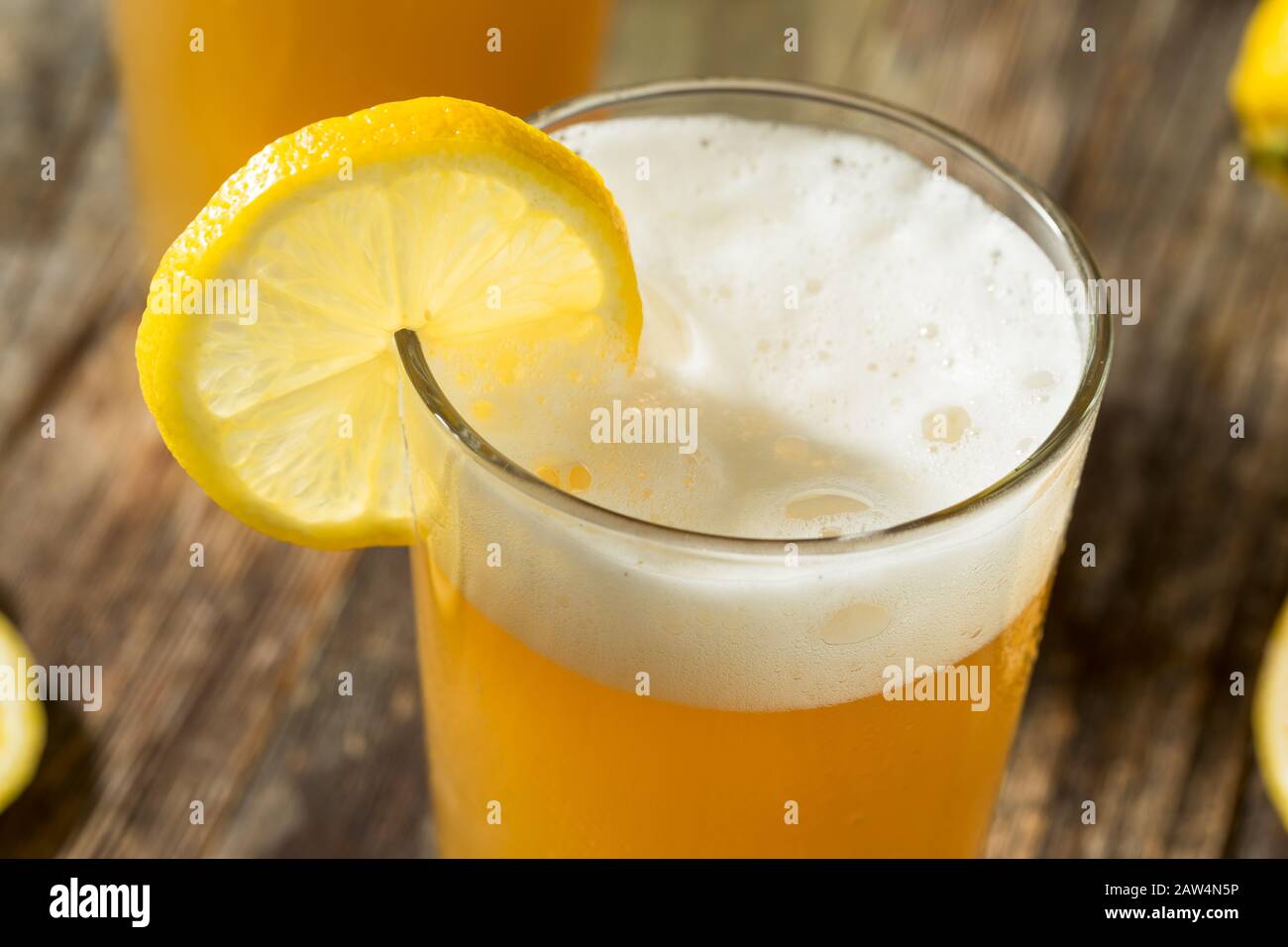 Refreshing Lemon Beer Shandy Ready to Drink Stock Photo - Alamy