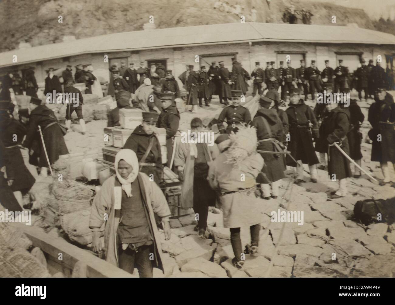 Japanese Cavalry Troops watching over their Supplies on the beach at ...