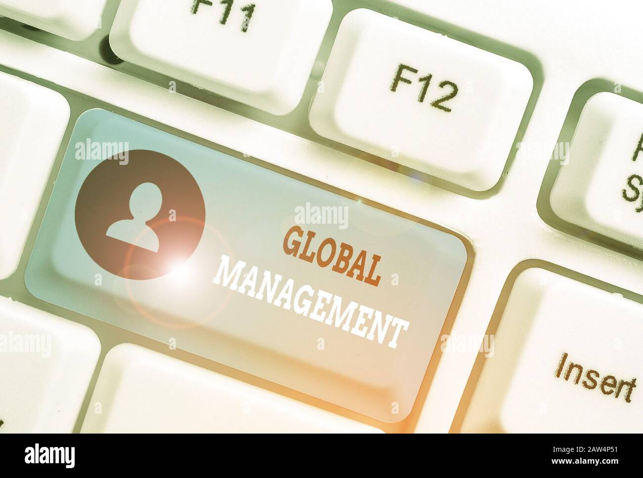 Writing note showing Global Management. Business concept for way an ...