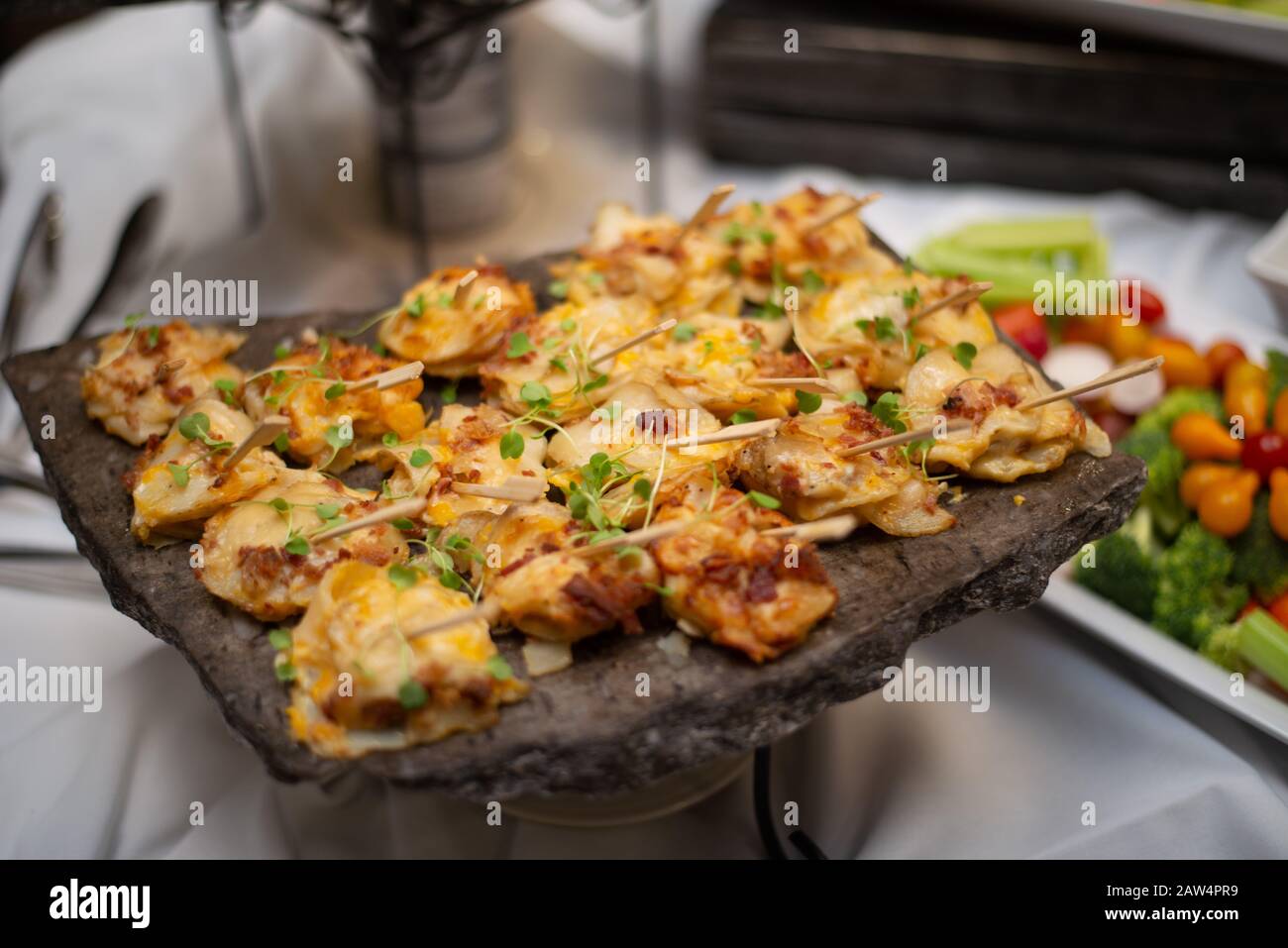 Appetizers and finger food. Sample of catered food Stock Photo - Alamy