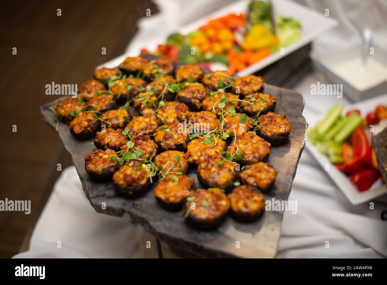 Appetizers and finger food. Sample of catered food Stock Photo - Alamy