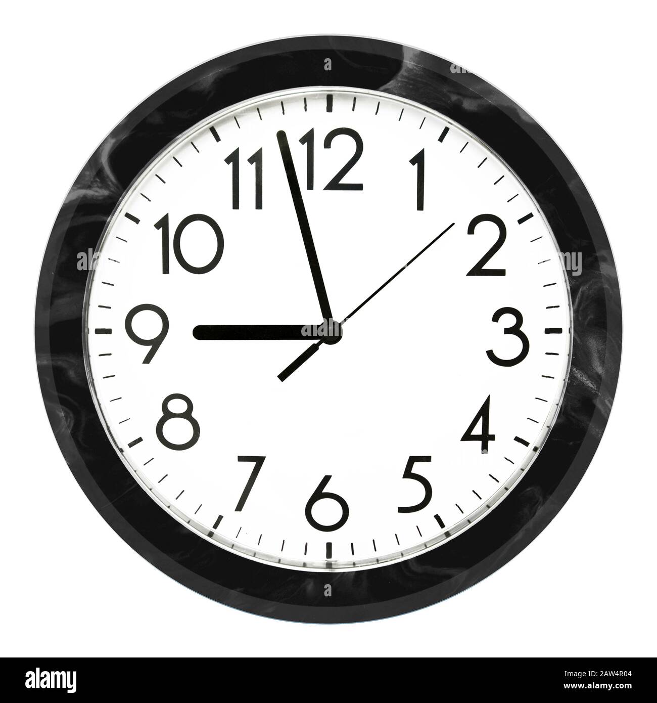 Black wall clock. Isolated on white background. High quality photo ...