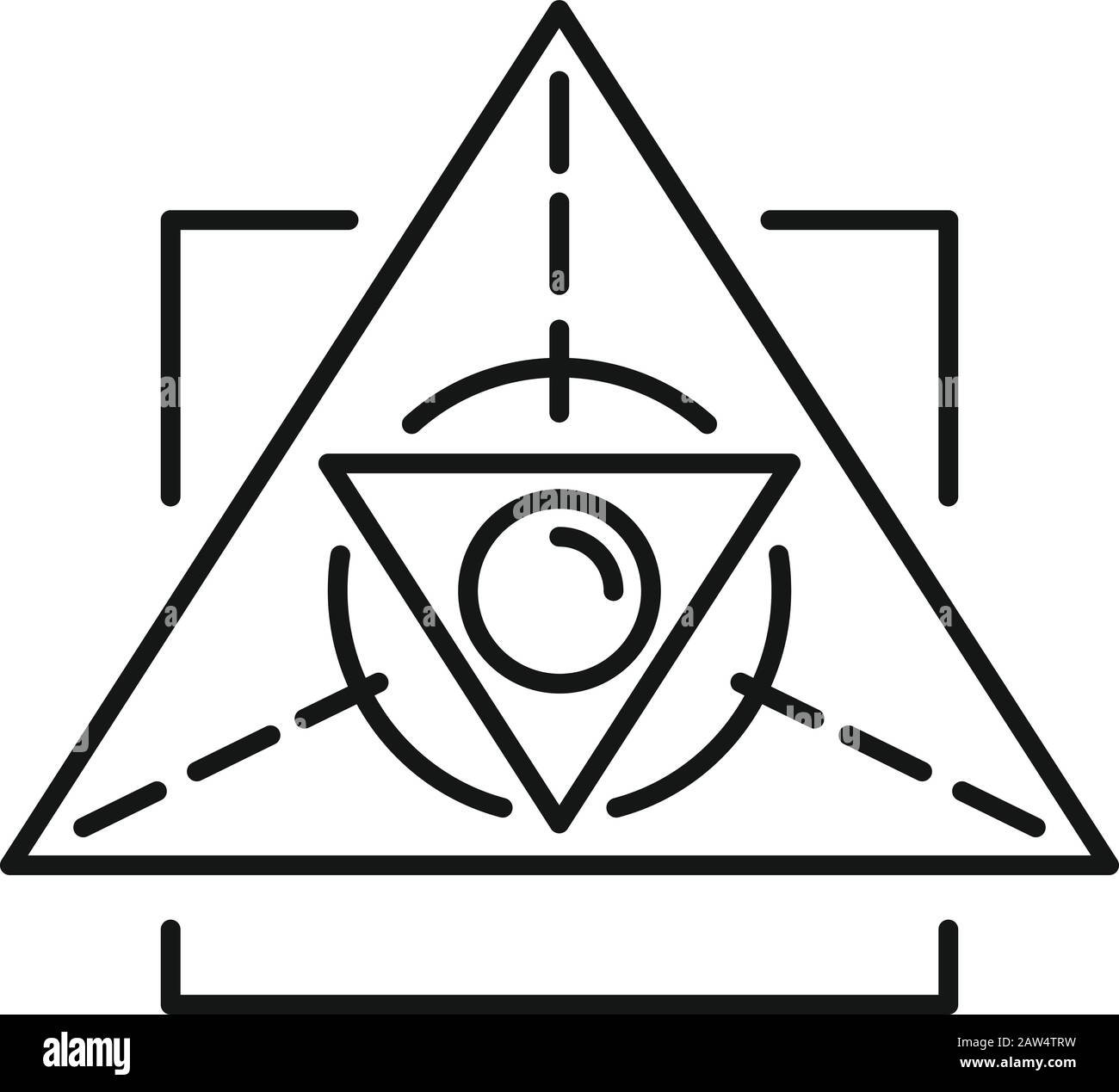 Magic alchemy triangle icon. Outline magic alchemy triangle vector icon ...