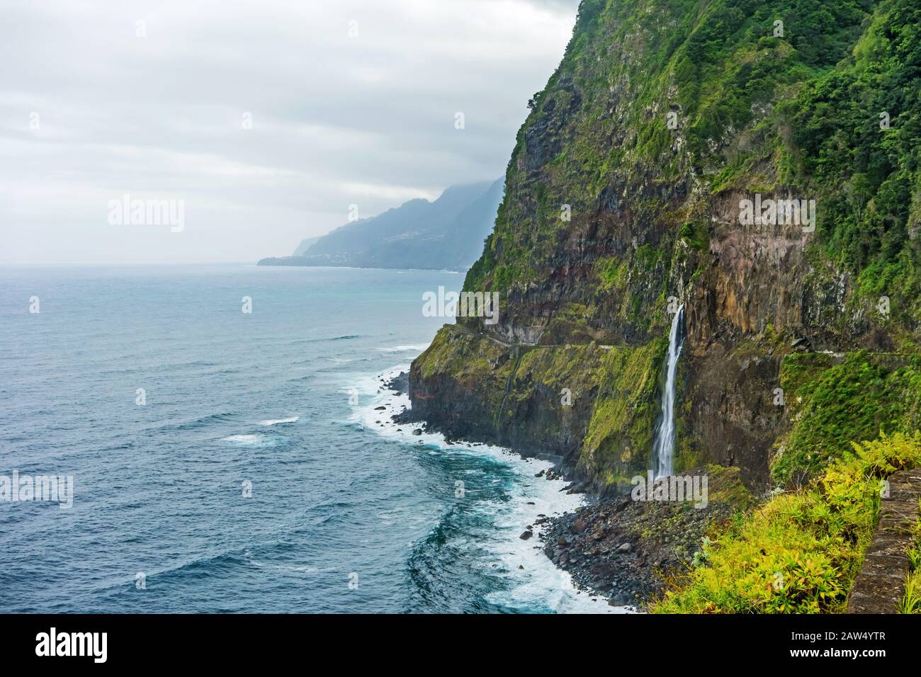 Wild atlantic coast, Island Madeira coastline - impressiv mountain with ...