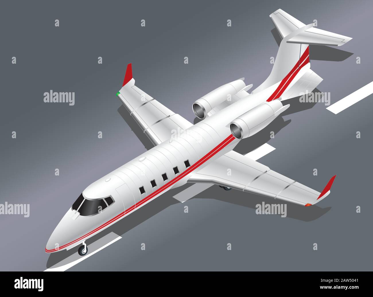Detailed Isometric Vector Illustration of a Private Jet Taking Off ...