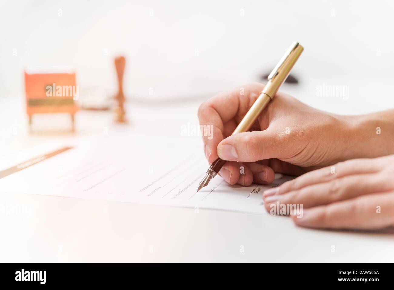 Lawyer, attorney working in office. Notary signs document. Law, legal ...