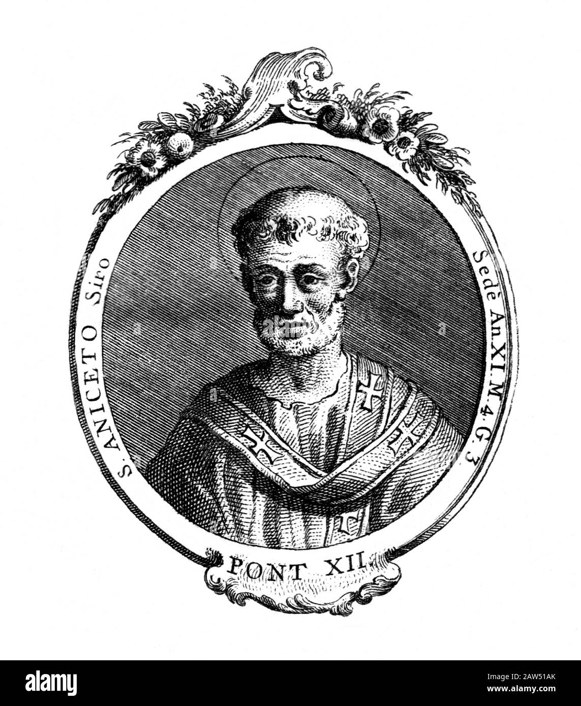 166 c. AC , ROMA , ITALY : The Pope Saint ANICETUS ( ? - 166 ca ) 11 th ...